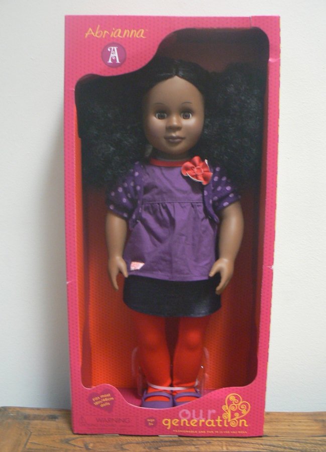 Our Generation 18 Inch Doll Abrianna Black Curly Hair Brown Eyes Aa