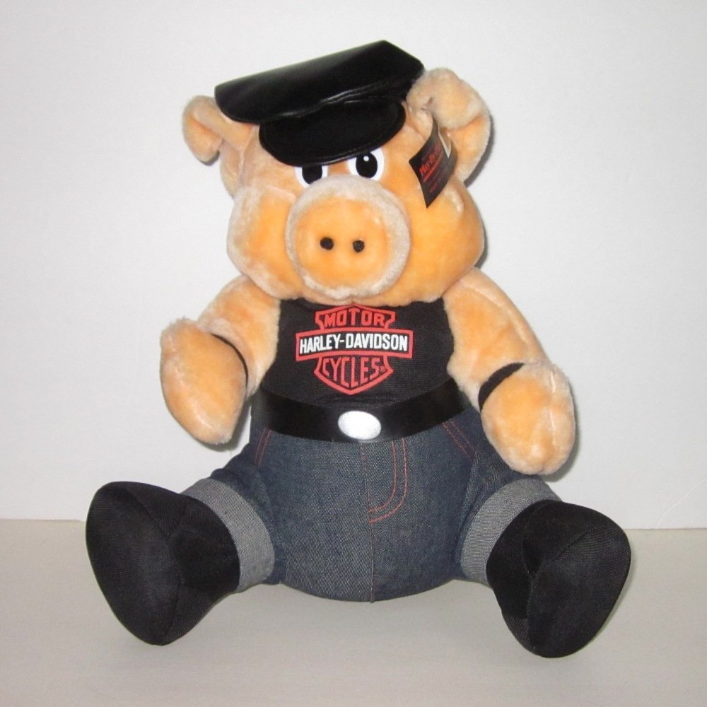 Harley Davidson Vtg 1993 Plush Motorcycle Bike Pig Stuffed Animal With ...