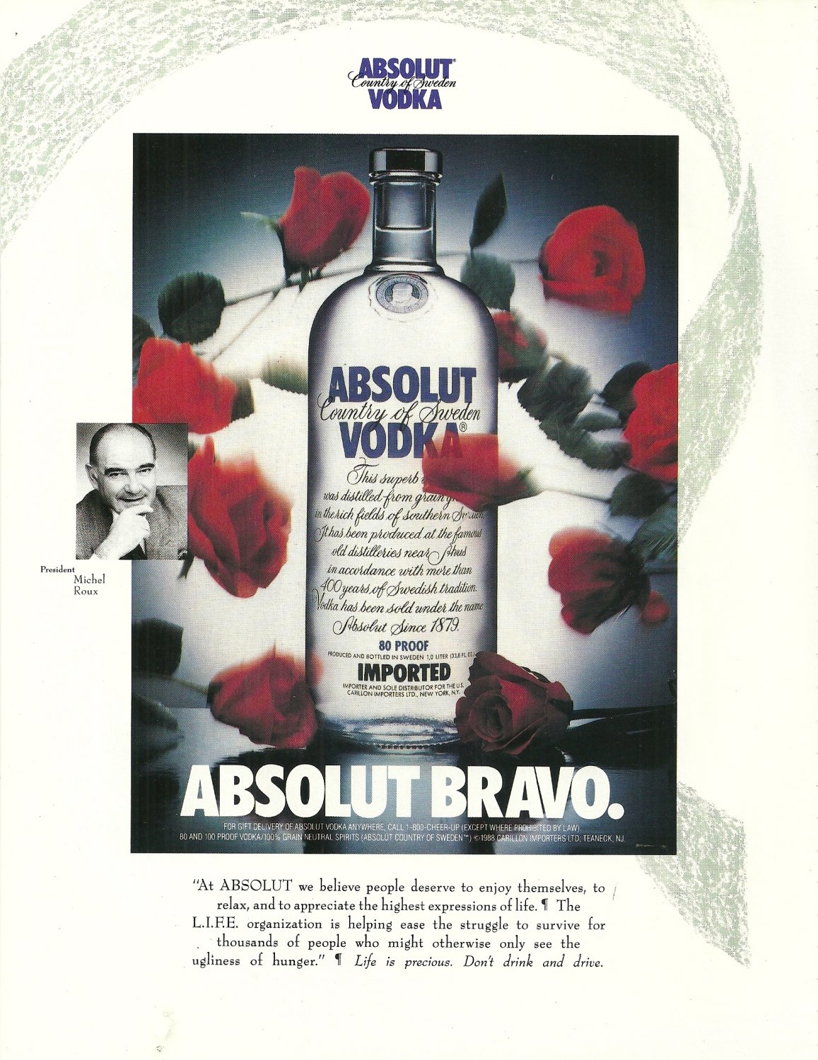 ABSOLUT BRAVO Vodka Magazine Ad featuring Absolut's President Michel ...