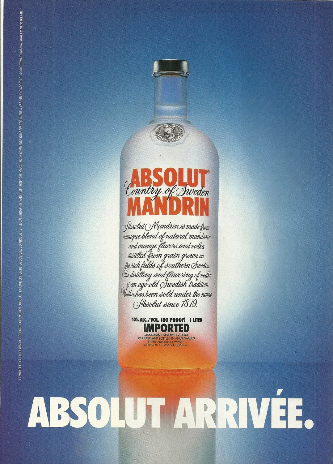 ABSOLUT ARRIVÉE French Canadian Vodka Magazine Ad RARE!