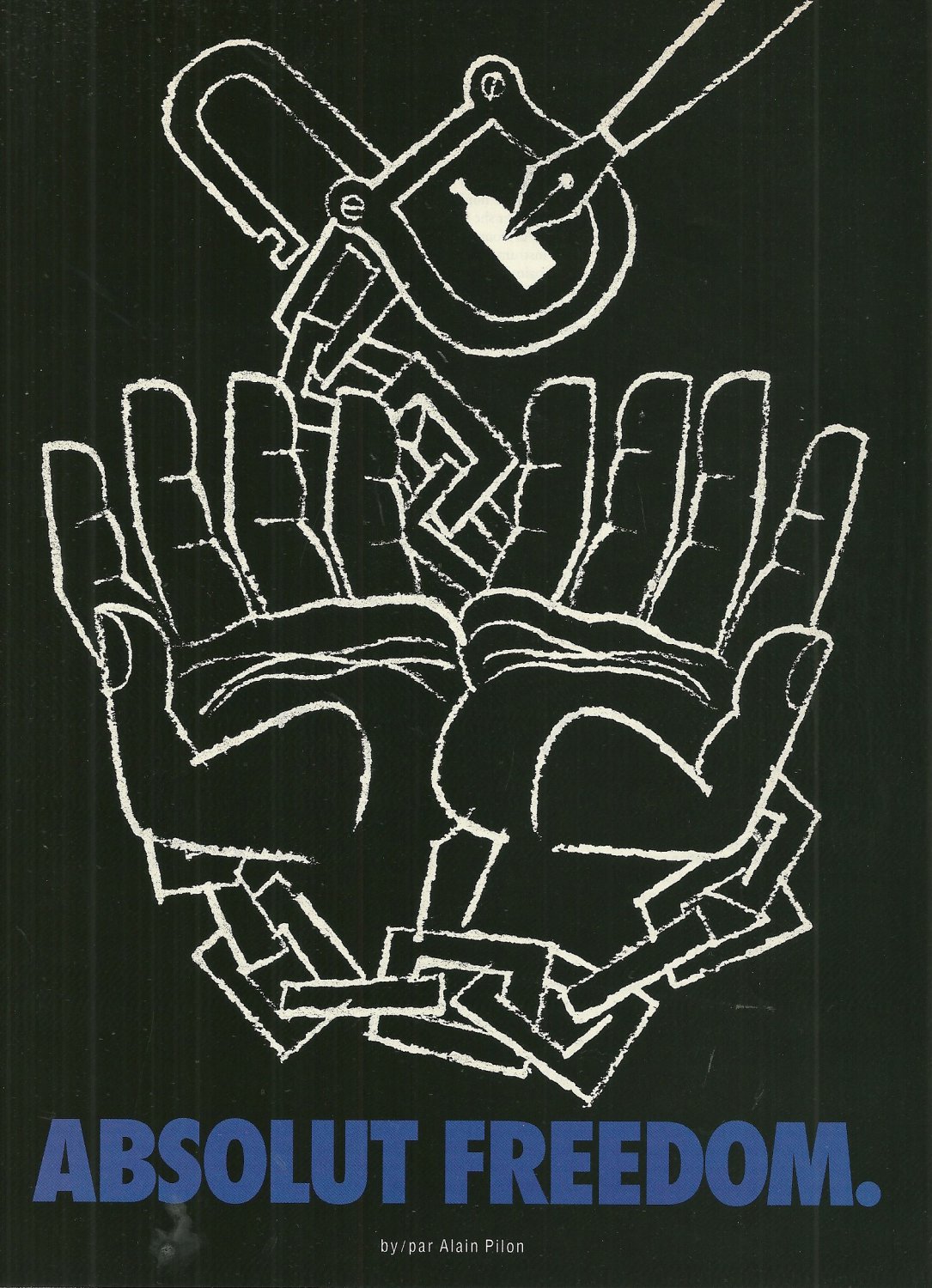 ABSOLUT FREEDOM Vodka Magazine Ad by Alain Pilon for PEN Canada RARE!