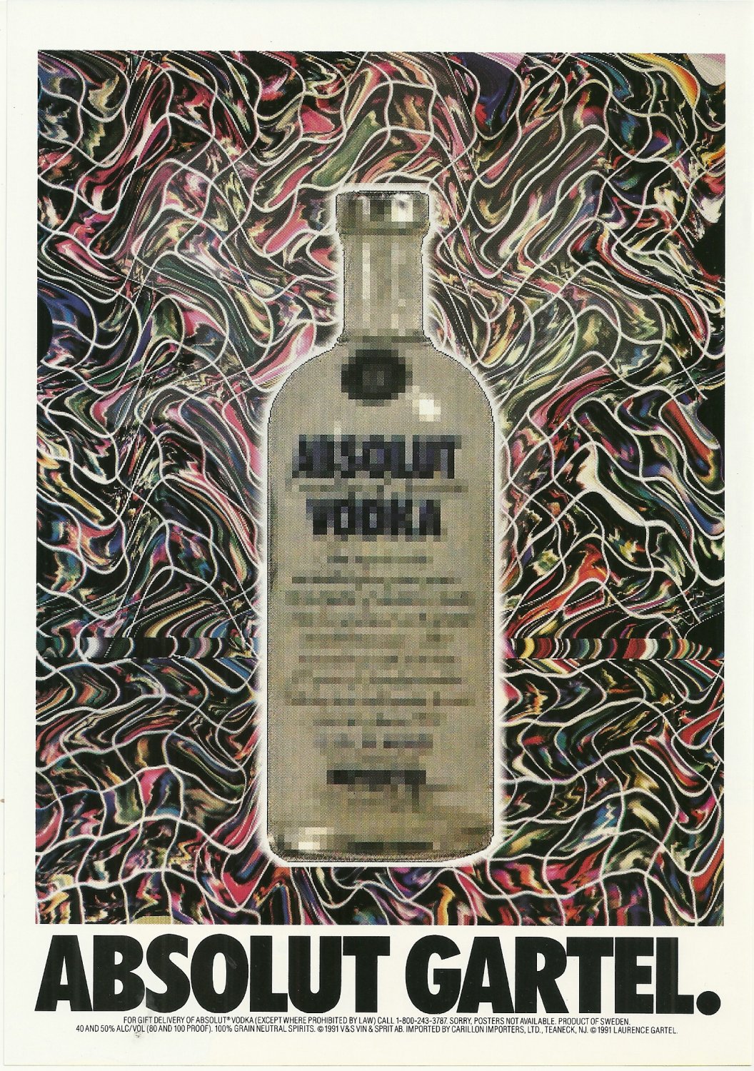 ABSOLUT GARTEL Vodka Magazine Ad w/ Artwork by Laurence Gartel