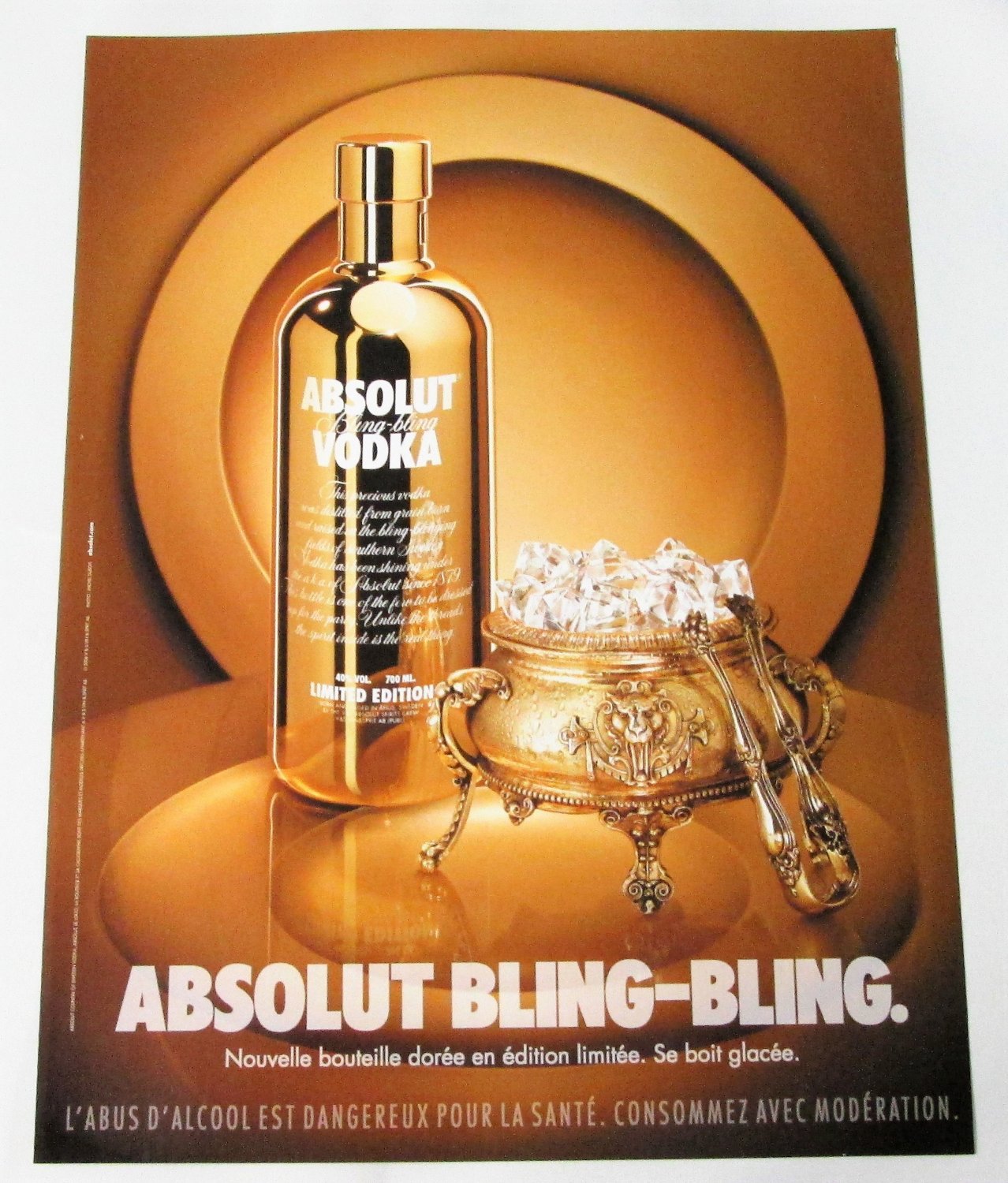 ABSOLUT BLING-BLING French Vodka Magazine Ad RARE!