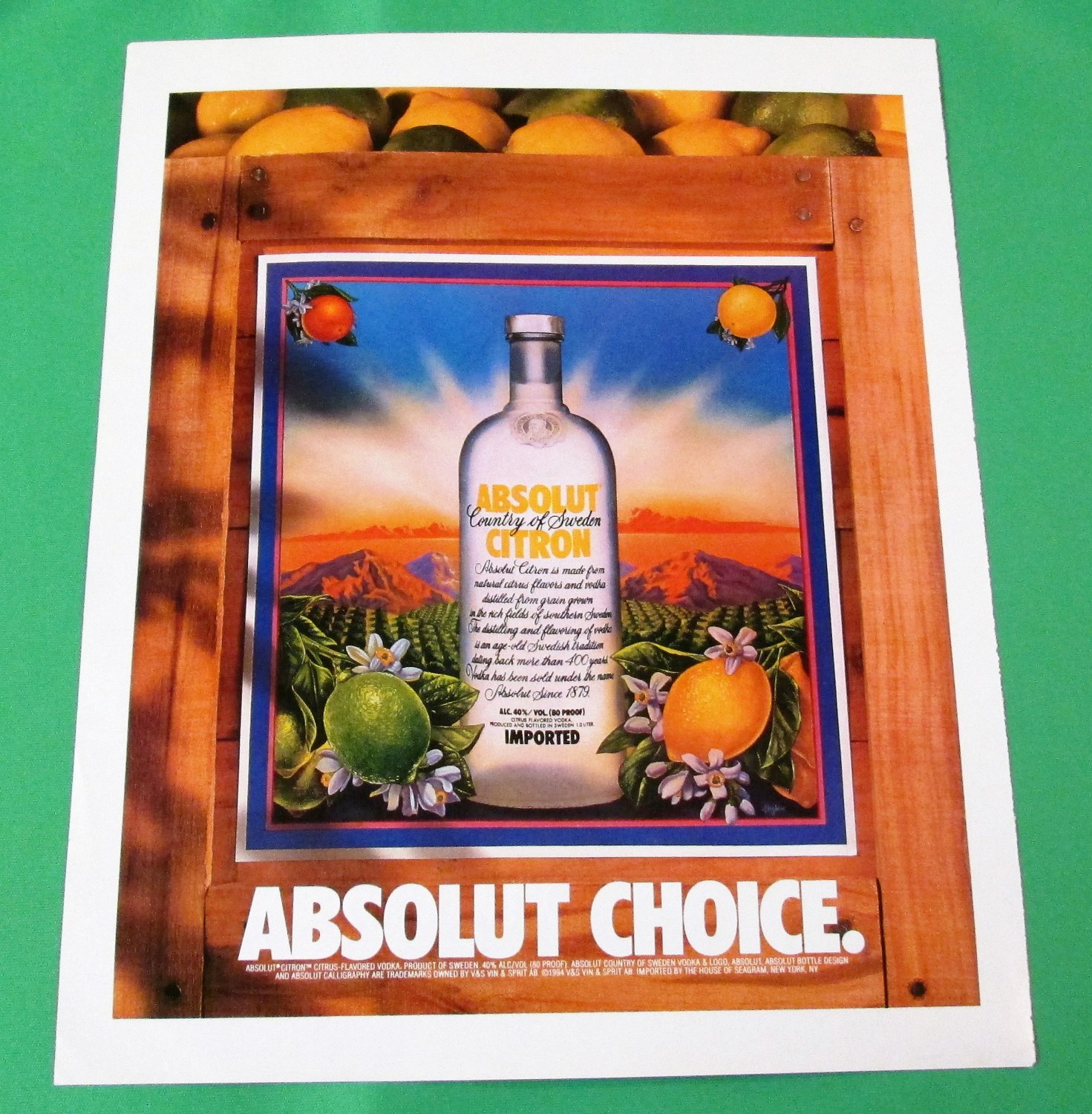 ABSOLUT CHOICE Vodka Magazine Ad RARE!