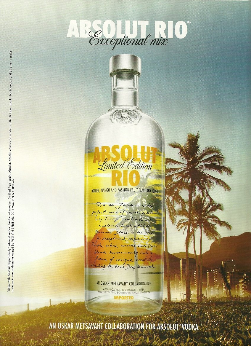 ABSOLUT RIO British Vodka Magazine Ad OSKAR METSAVAHT Collaboration