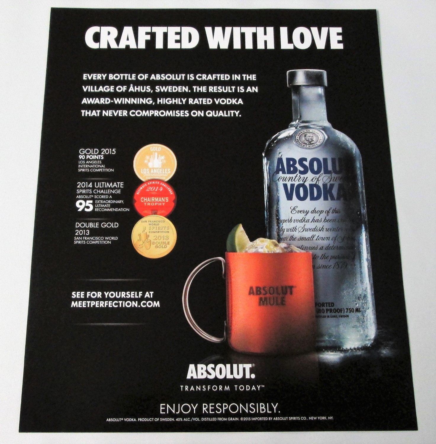 CRAFTED WITH LOVE Absolut Vodka Magazine Ad