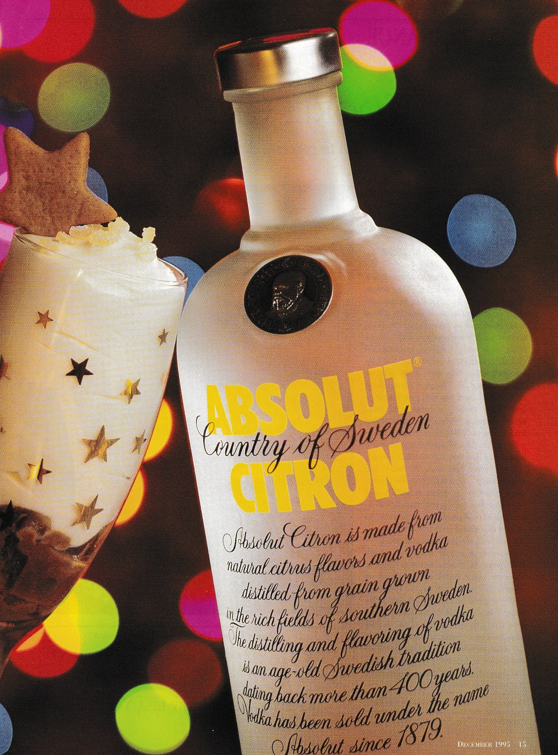 ABSOLUT CITRON NEW YEARS CHEER Vodka Recipe Magazine Ad - 2 Pages