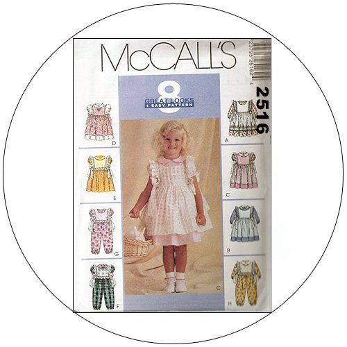 McCall's No. 2516 Sewing Pattern - Toddlers' Dress, Jumpsuit & Pinafore ...