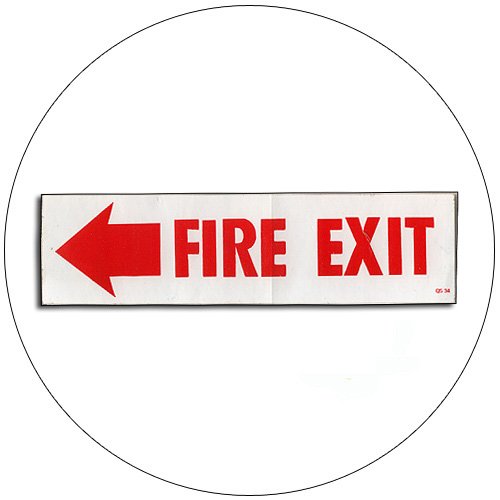 Fire Exit Label w/ Arrow Self-Adhesive Label - 2 1/2"H x 9"W - EMEDCO ...