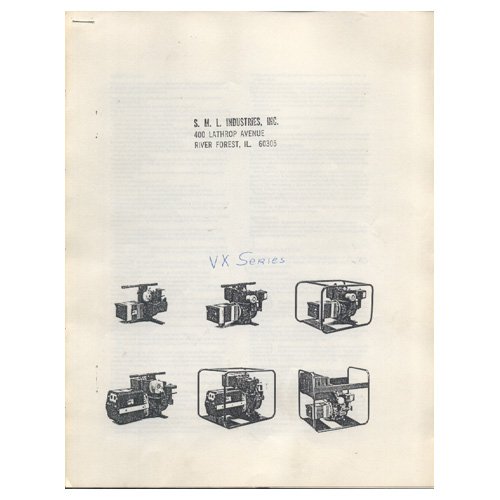 Original 1980's Voltmaster Electric Generator Service Manual for VX ...