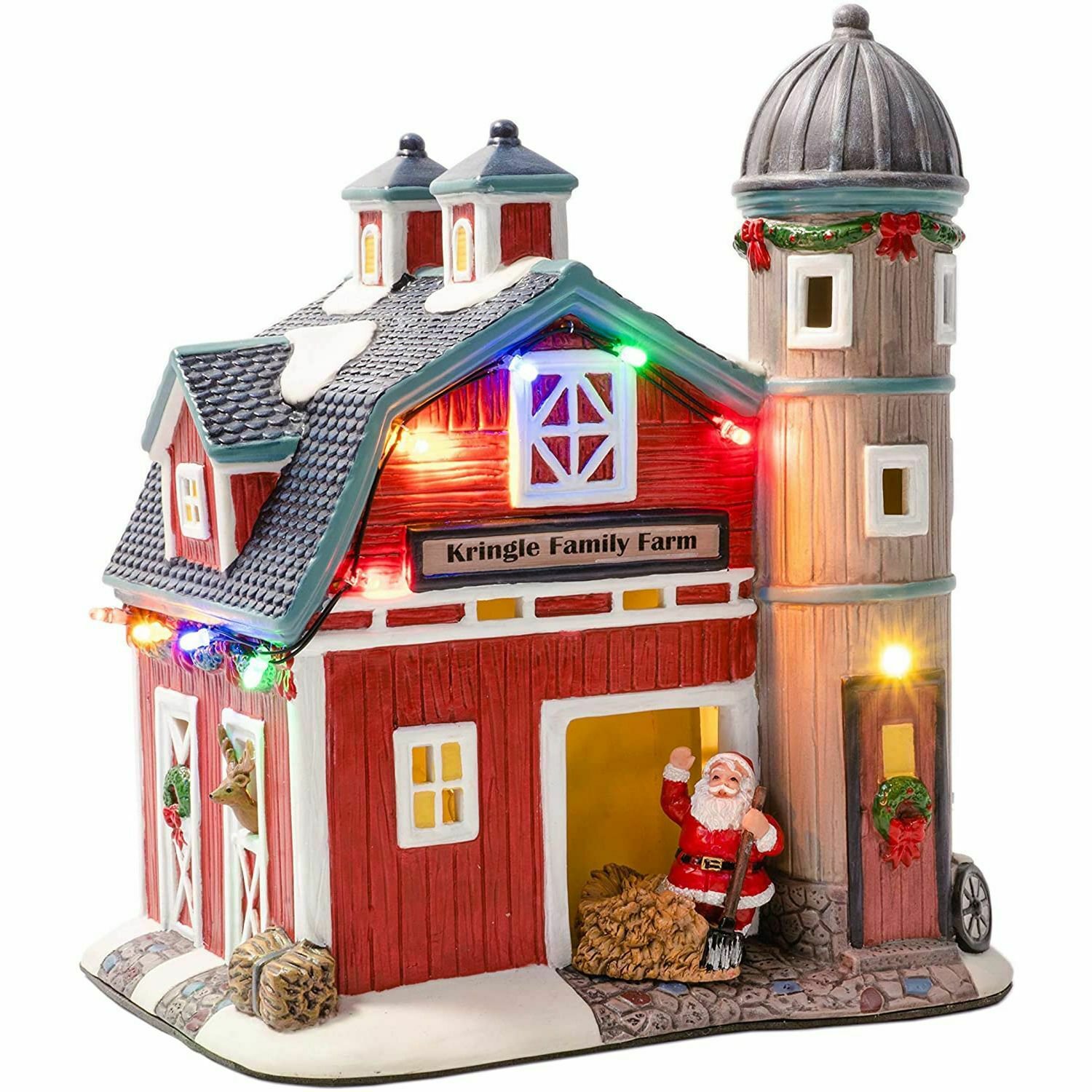 Retired Crosslight Christmas Village Porcelain LED Kringle Family Farm