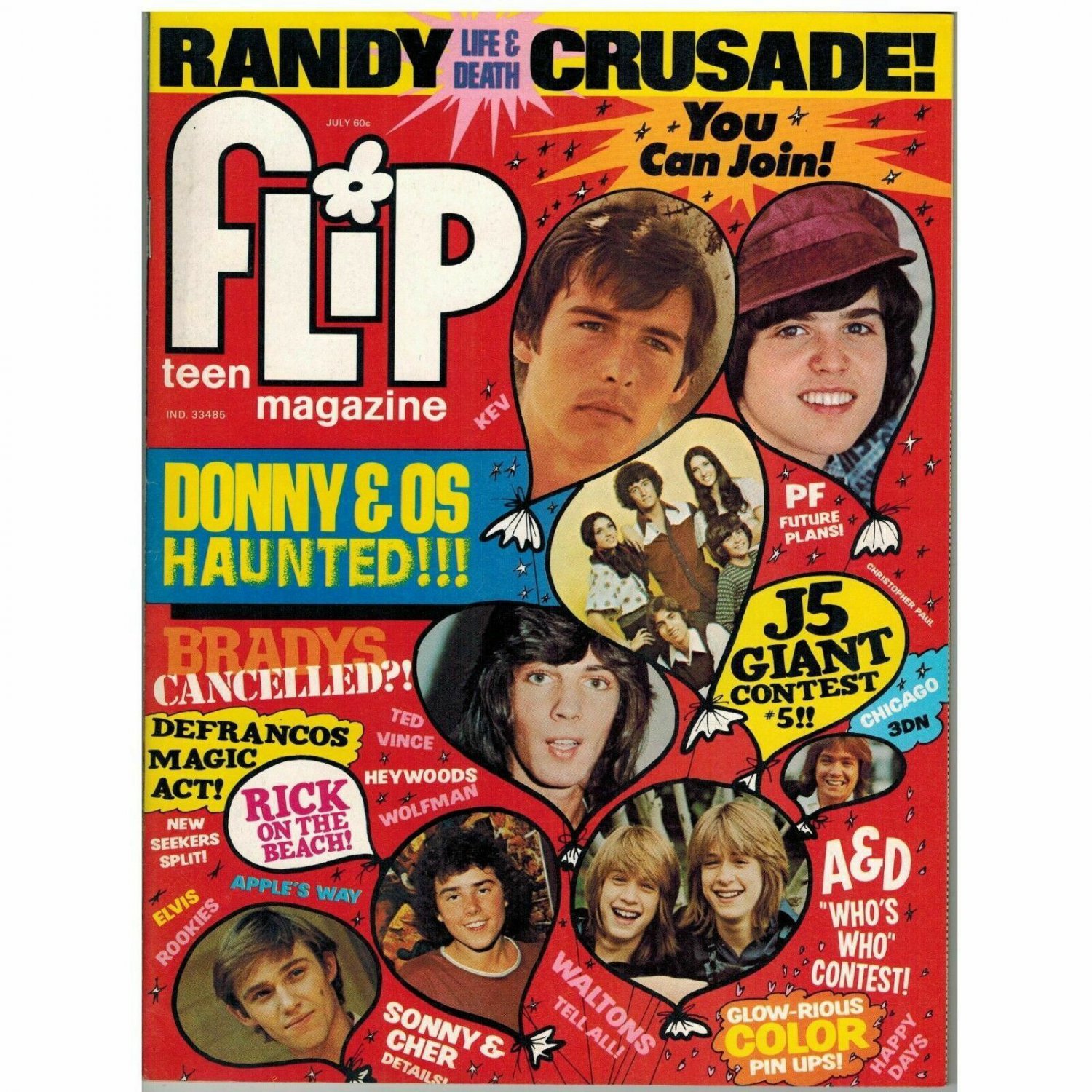 Flip Teen Magazine Jackson Five, Donny Osmond, David Cassidy, Randy ...