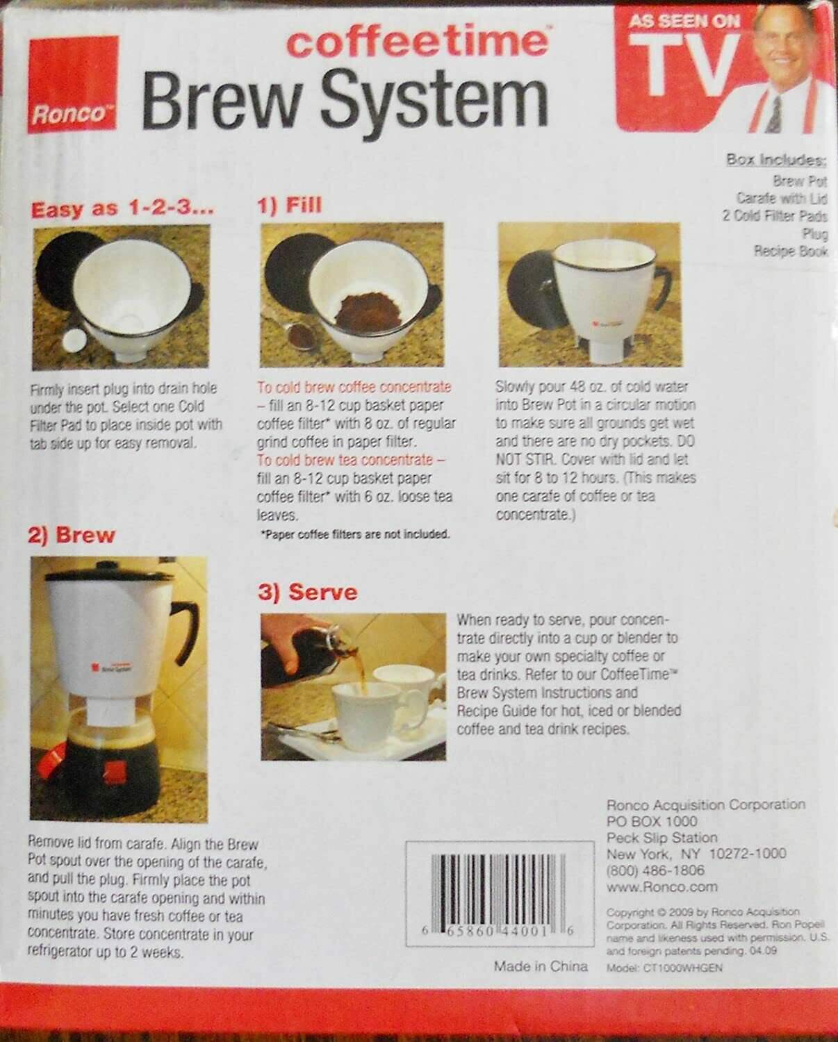 Ronco Coffeetime Brew System CT1000WHGEN Brewer