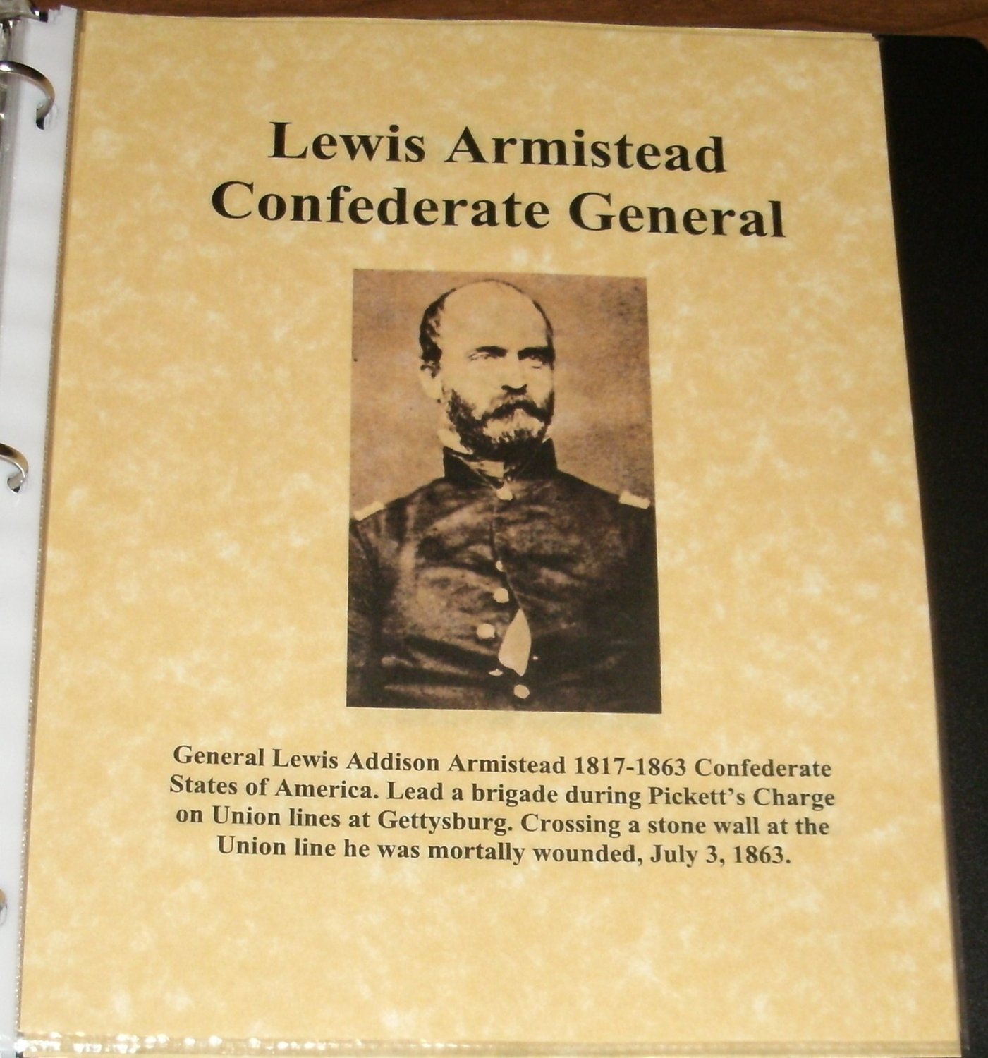Confederates States of America General Lewis Armistead