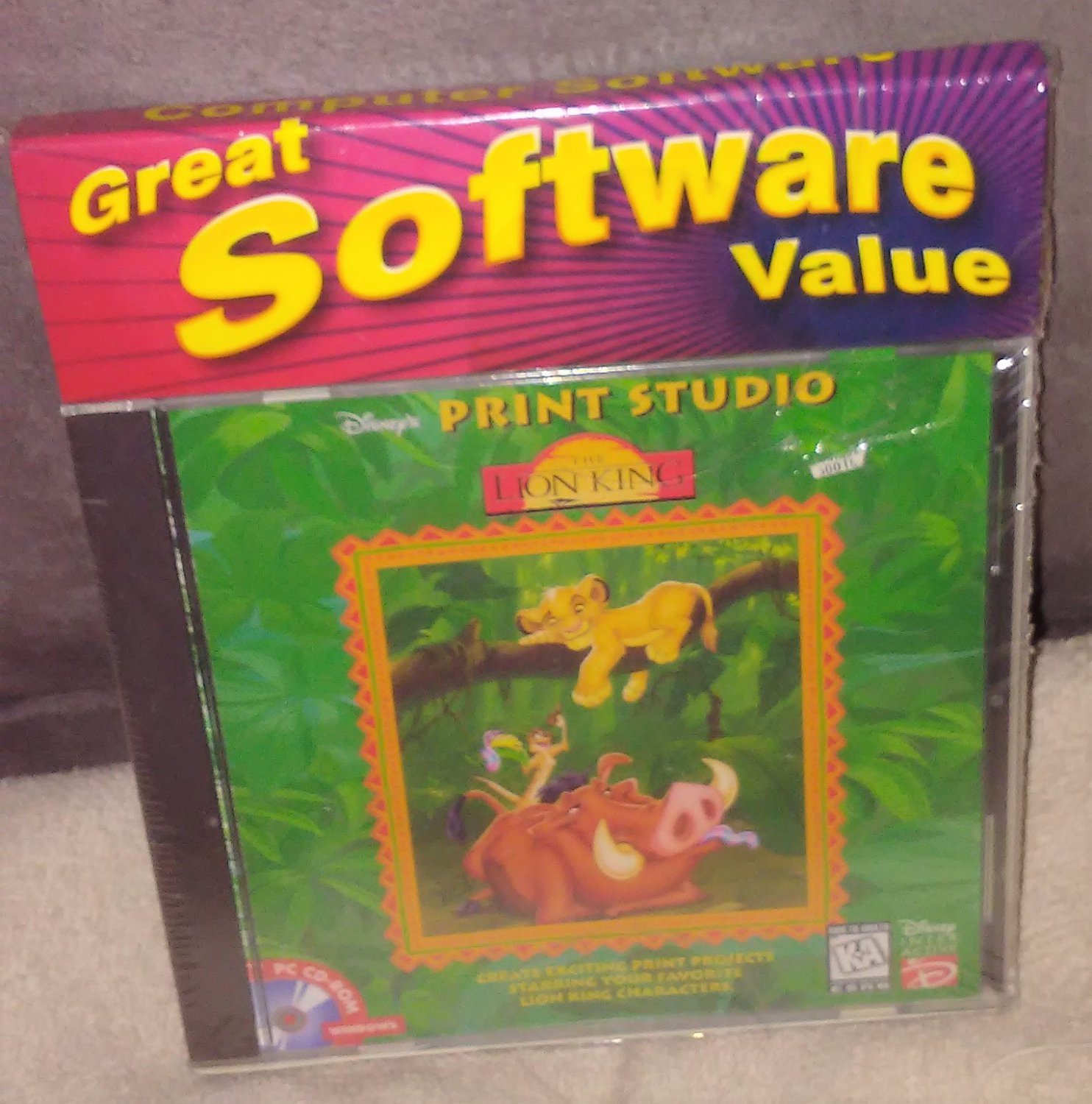 Disney The Lion King PRINT STUDIO Software CD-ROM NEW!