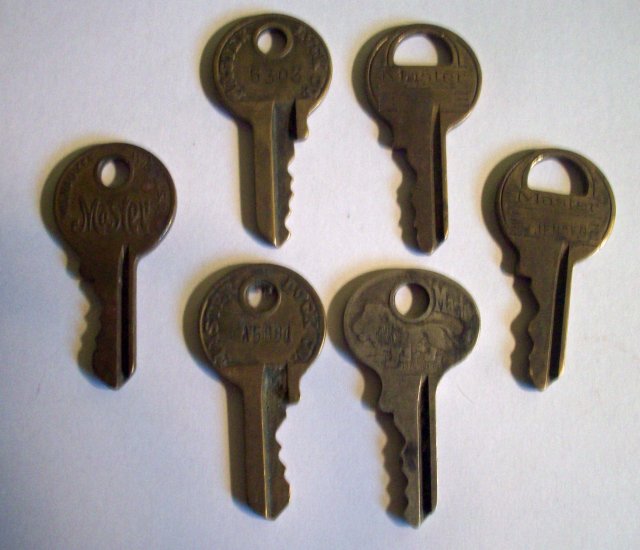 6 Vintage Master Lock Keys- One Lion Key and Others