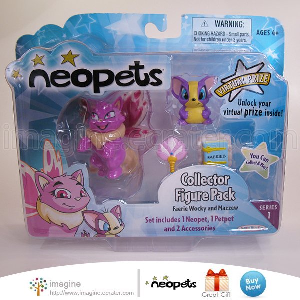 Neopets Series 1 Collector Figure Pack Faerie Wocky & Mazzew Petpet ...