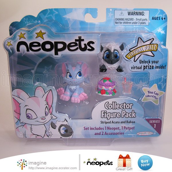 Neopets Series 1 Collector Figure Pack Striped Acara & Babaa Petpet ...