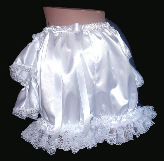 White Bridal Satin Lace trimmed Bloomers
