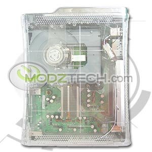 XBOX 360 CLEAR MOD CASE GHOST SHELL w/ BLUE LED LIGHTS & TOOL KIT