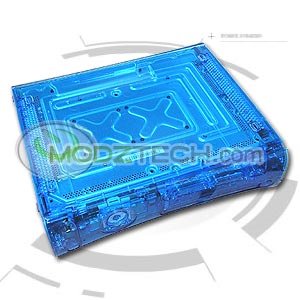 XBOX 360 CLEAR BLUE MOD CASE GHOST SHELL w/ LED LIGHTS & TOOL KIT