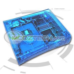 XBOX 360 CLEAR BLUE MOD CASE GHOST SHELL w/ LED LIGHTS & TOOL KIT