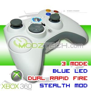 3 MODE XBOX 360 RAPID FIRE Controller 360 Turbo with BLUE LED Lights ...