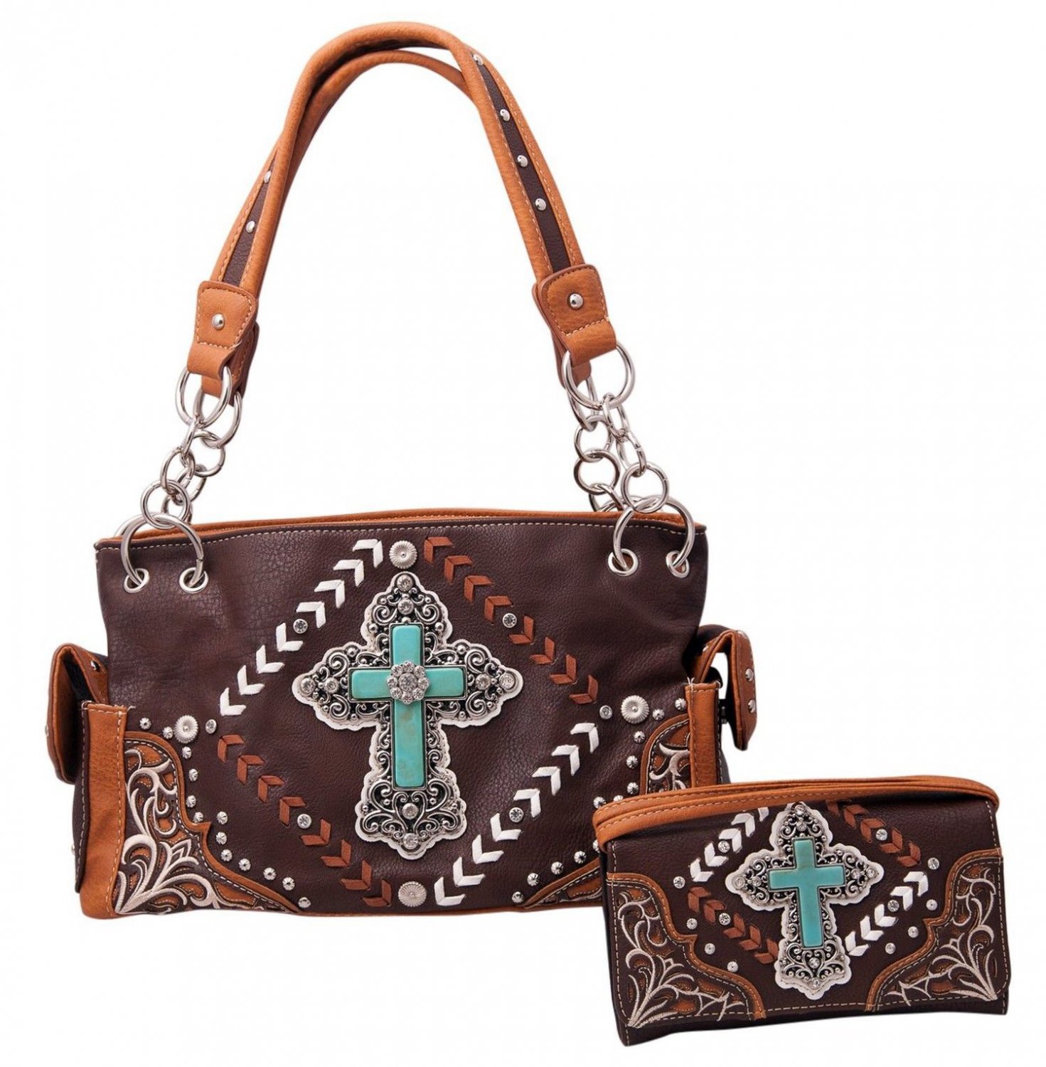 Western Turquoise Cross Arrow Carry Concealed Handbag and Crossbody ...
