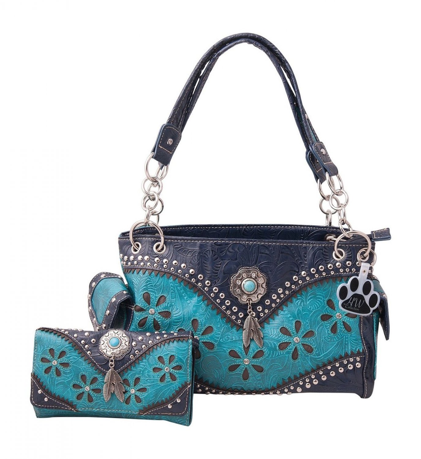 Western Hanging Feather Tassels Concealed Carry Purse Handbag Wallet ...