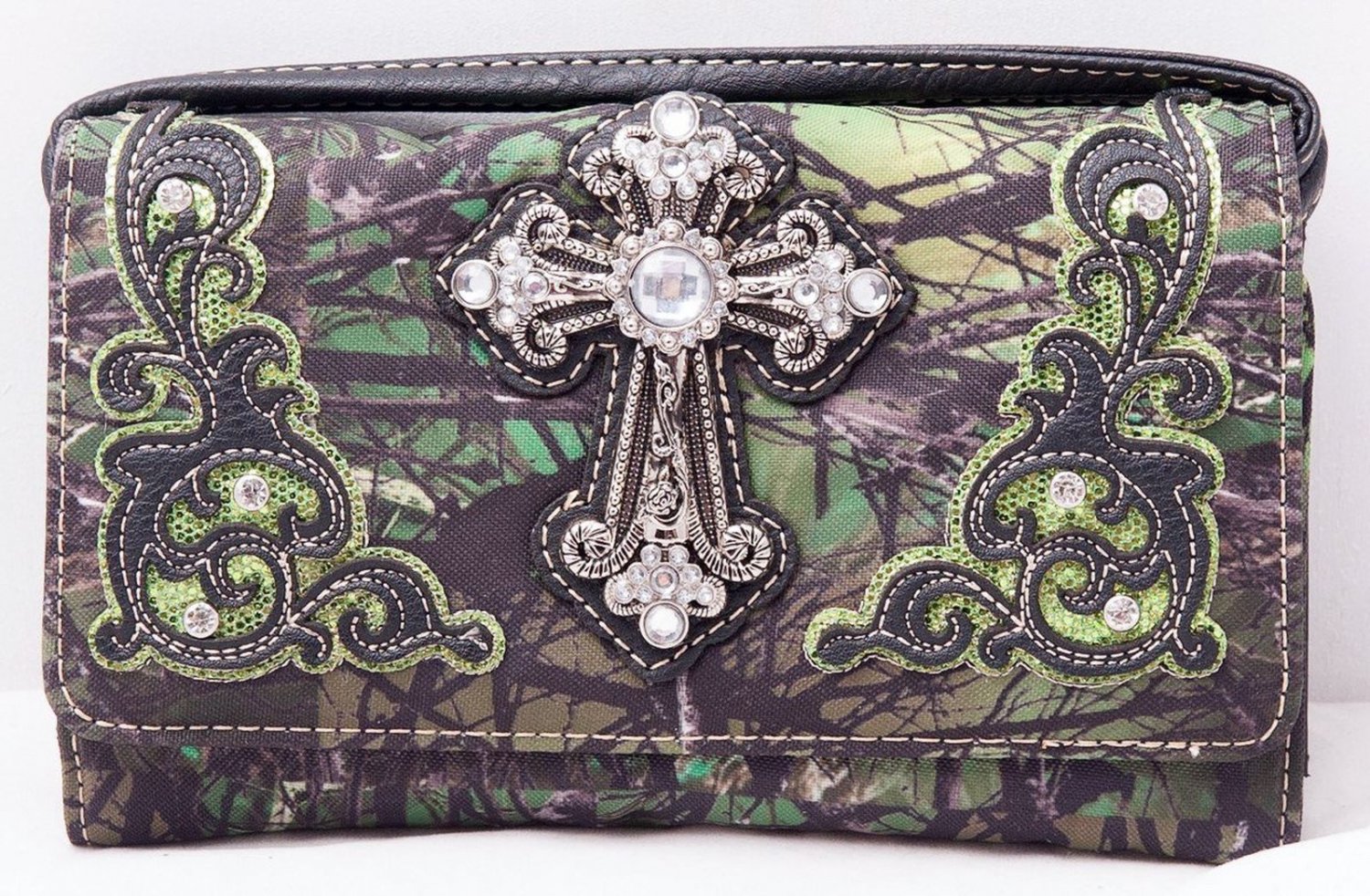 Camo Camouflage Handbag Rhinestone Cross Concealed Carry Purse Wallet ...