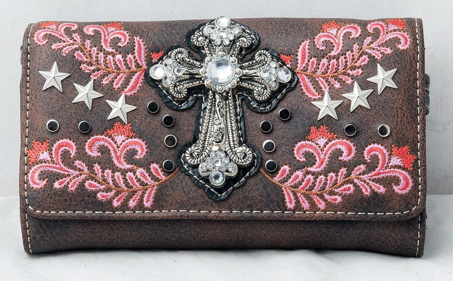 Western Purse Rhinestone Cross Leaf Vine Concealed Carry Handbag Bag ...
