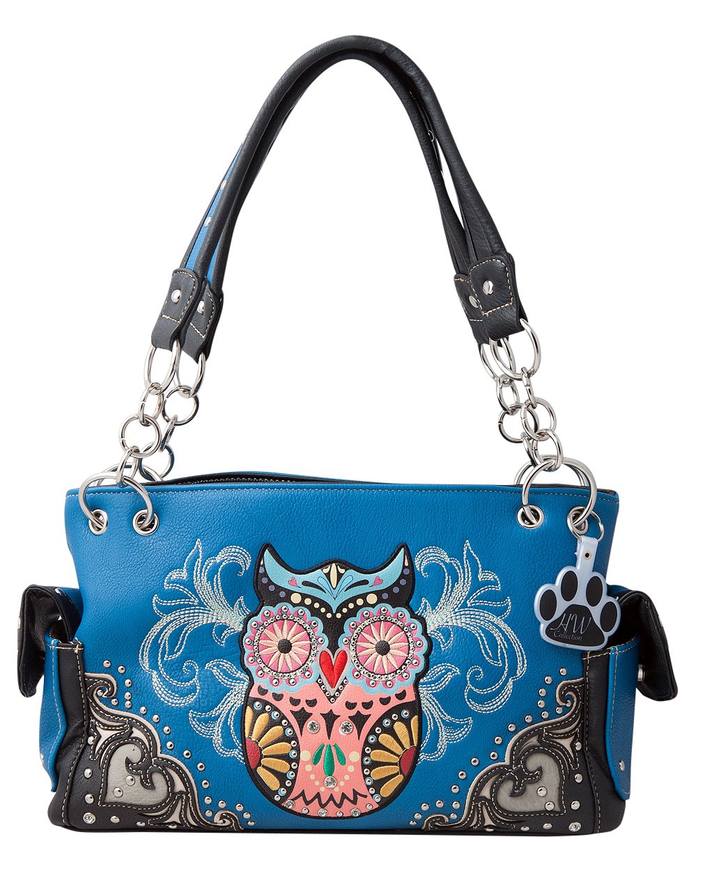 Western Colorful Owl Art Hearts Concealed Carry Handbag Purse Shoulder ...