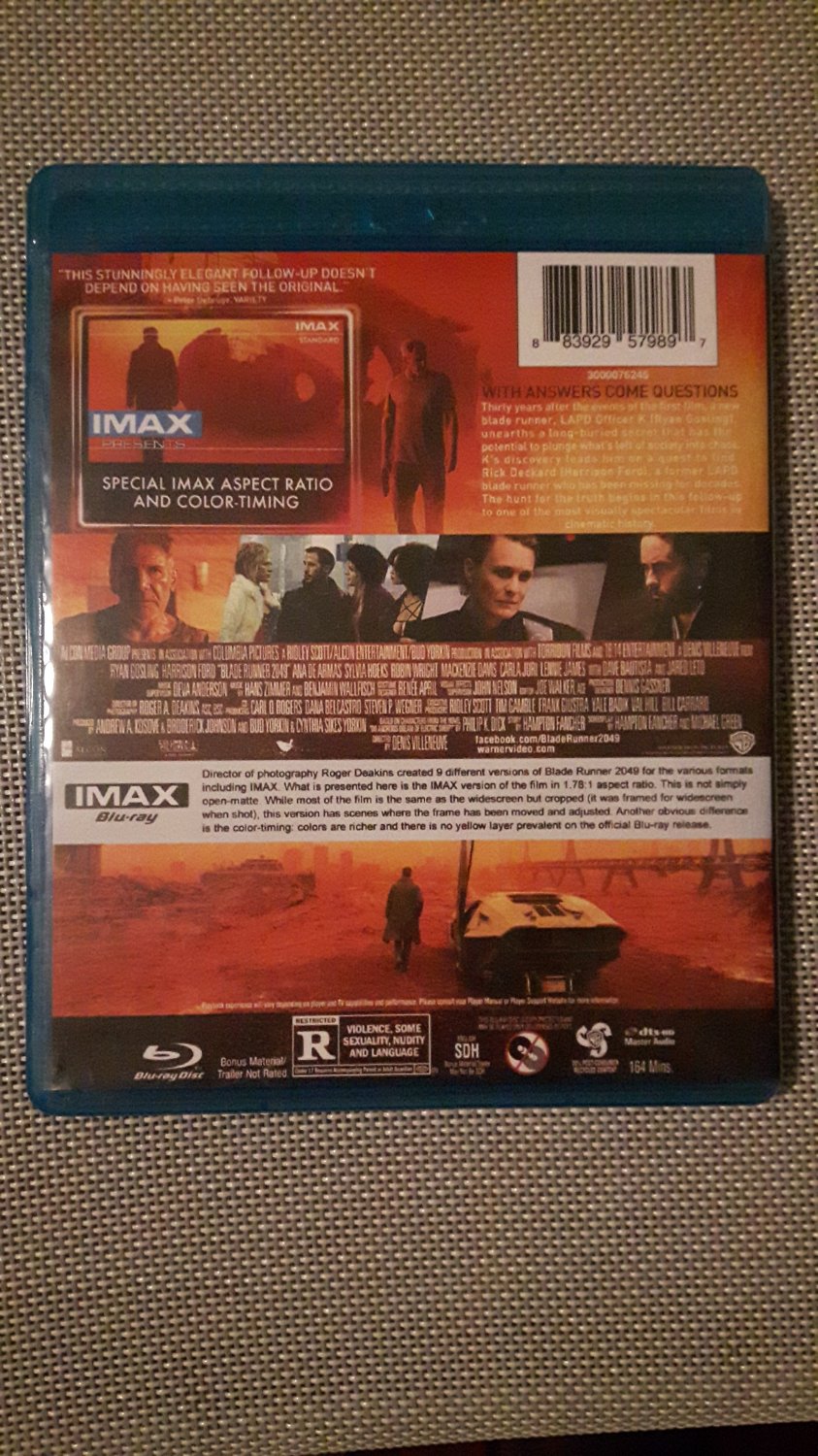 Blade Runner 2049 IMAX version Blu-ray recordable