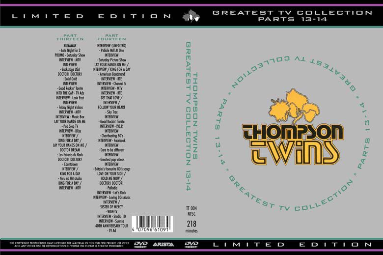 NEW Thompson Twins video - Greatest TV Collection 13 & 14 - 2 DVD promo ...