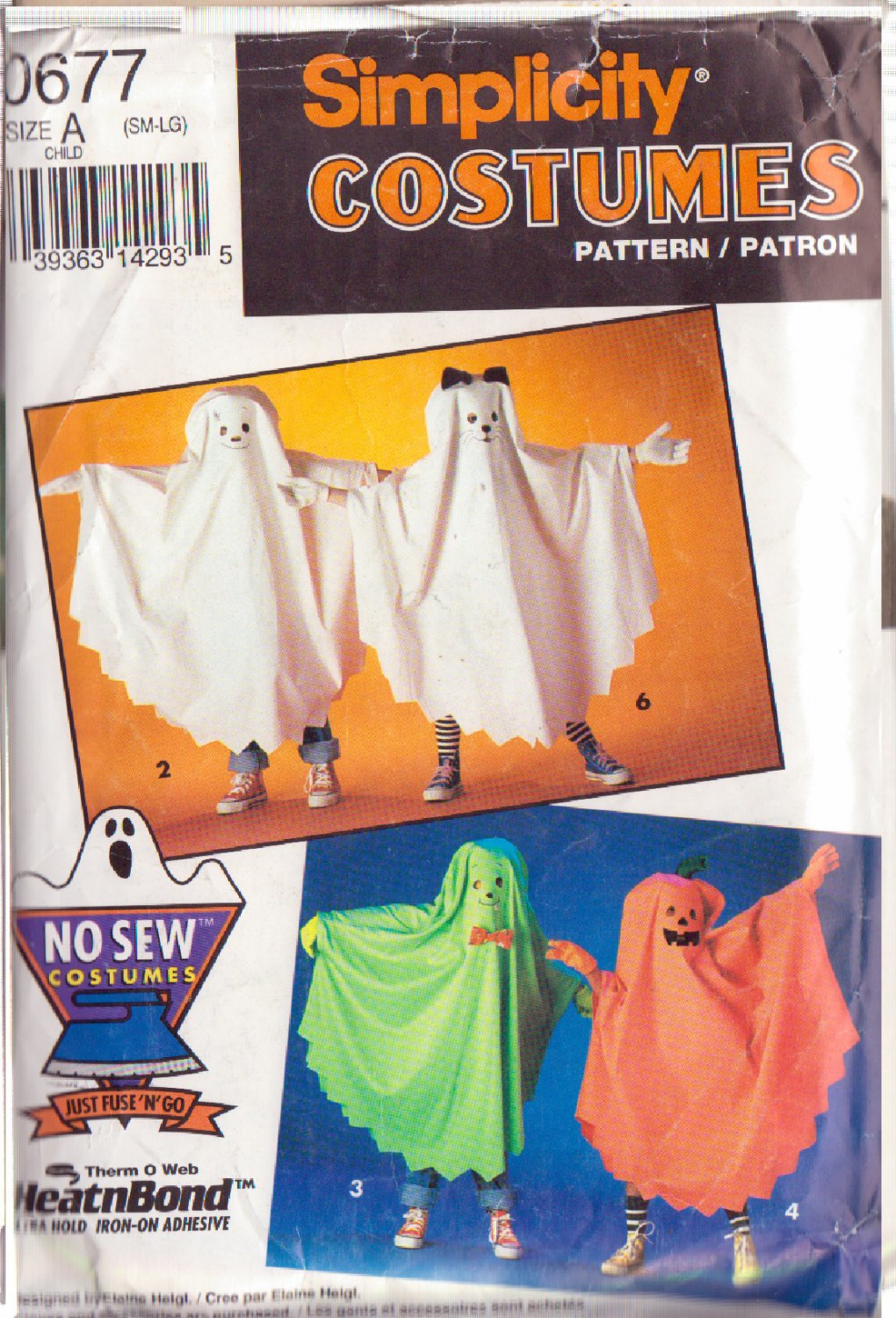 SIMPLICITY 0677 8648 NO SEW CHILD'S' HALLOWEEN COSTUMES SM -LG