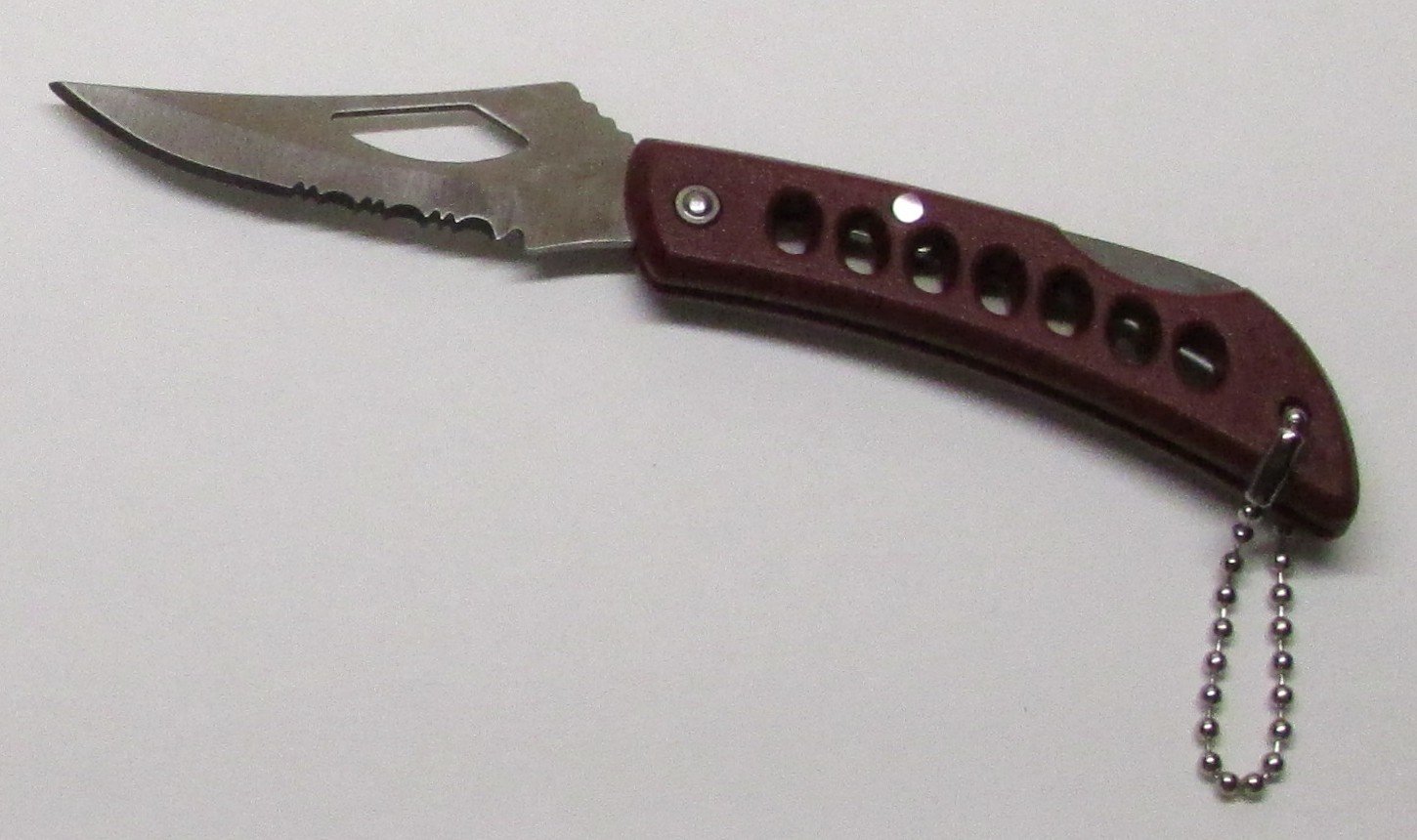 Lockback MAROON Mini FOLDING KNIFE Stainless Steel KEY CHAIN Ring ...