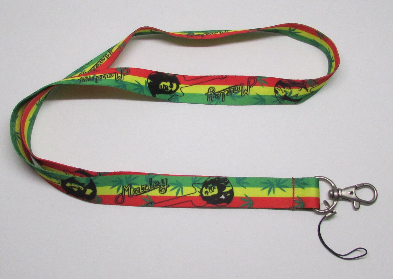 BOB MARLEY Marijuana Leaf LANYARD KEY CHAIN Ring Keychain ID Holder NEW