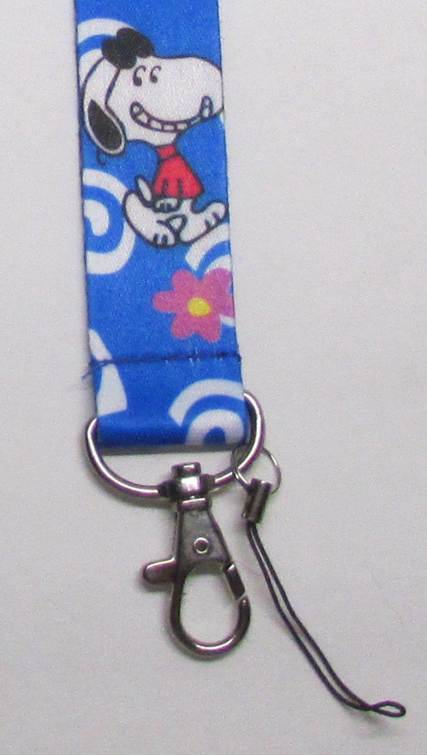 Peanuts SNOOPY Blue LANYARD KEY CHAIN Ring Keychain ID Holder NEW