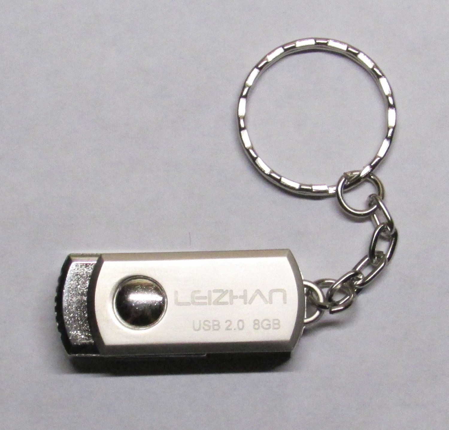 LEIZHAN 8gb USB Flash Drive Silver Metal Stick KEY CHAIN Ring Keychain NEW