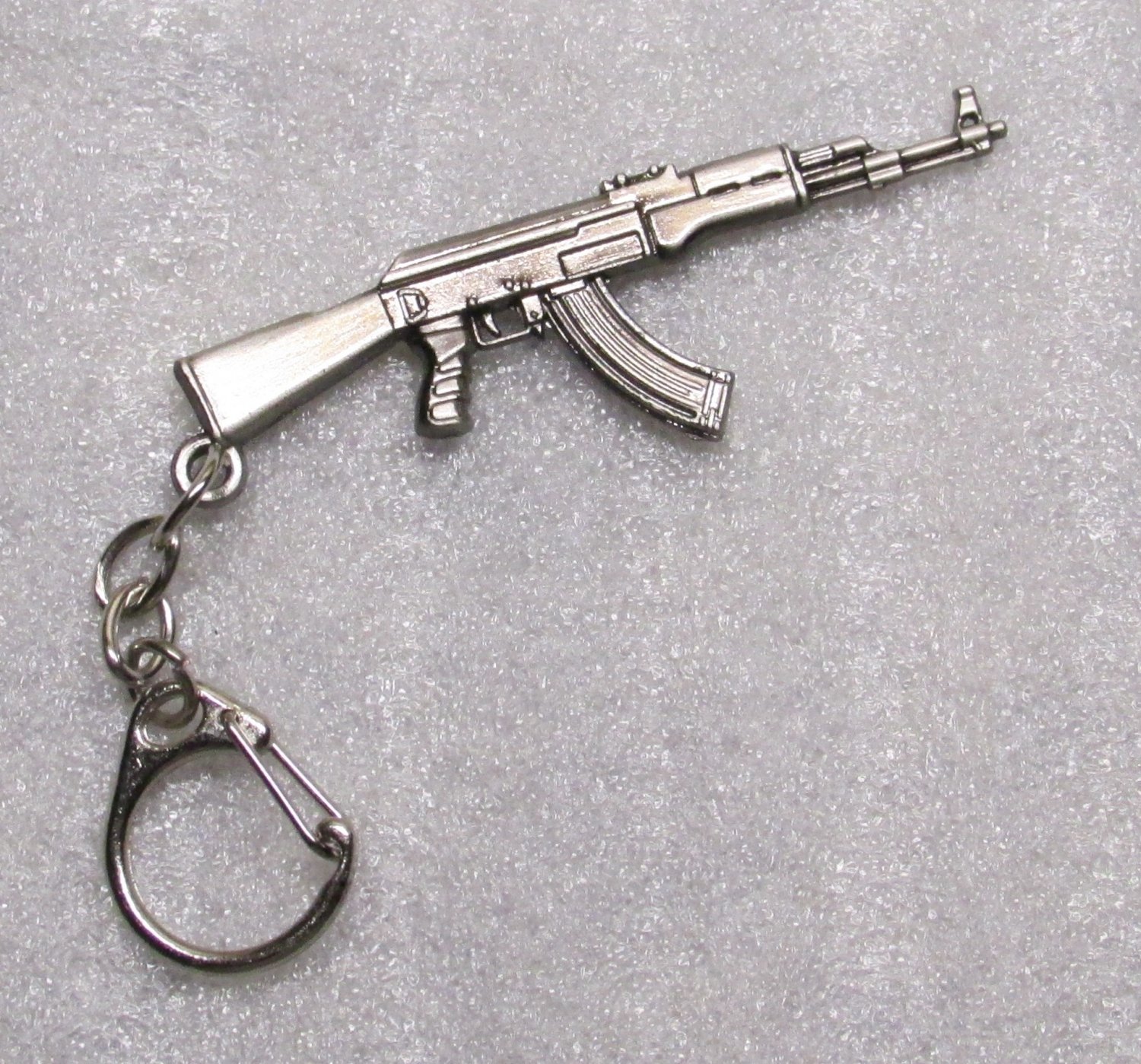 AK47 Rifle Weapon Replica Silver Metal KEY CHAIN Ring Keychain NEW
