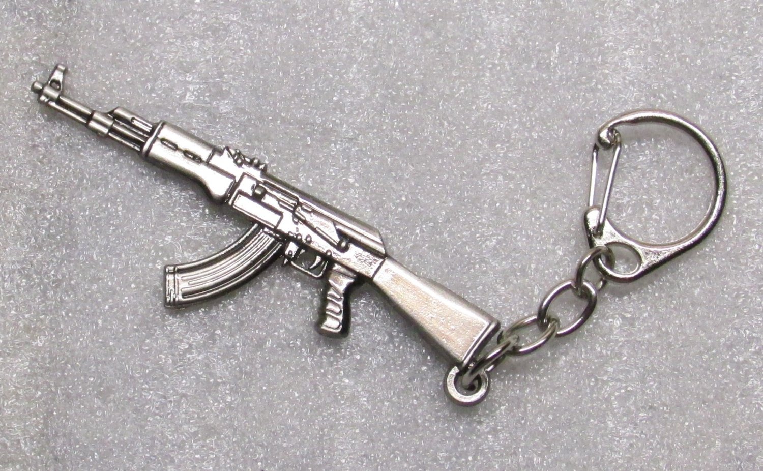 AK47 Rifle Weapon Replica Silver Metal KEY CHAIN Ring Keychain NEW