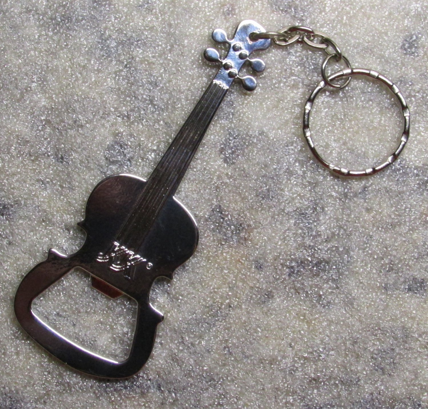GUITAR Base VIOLIN Silver Metal KEY CHAIN Ring Keychain NEW
