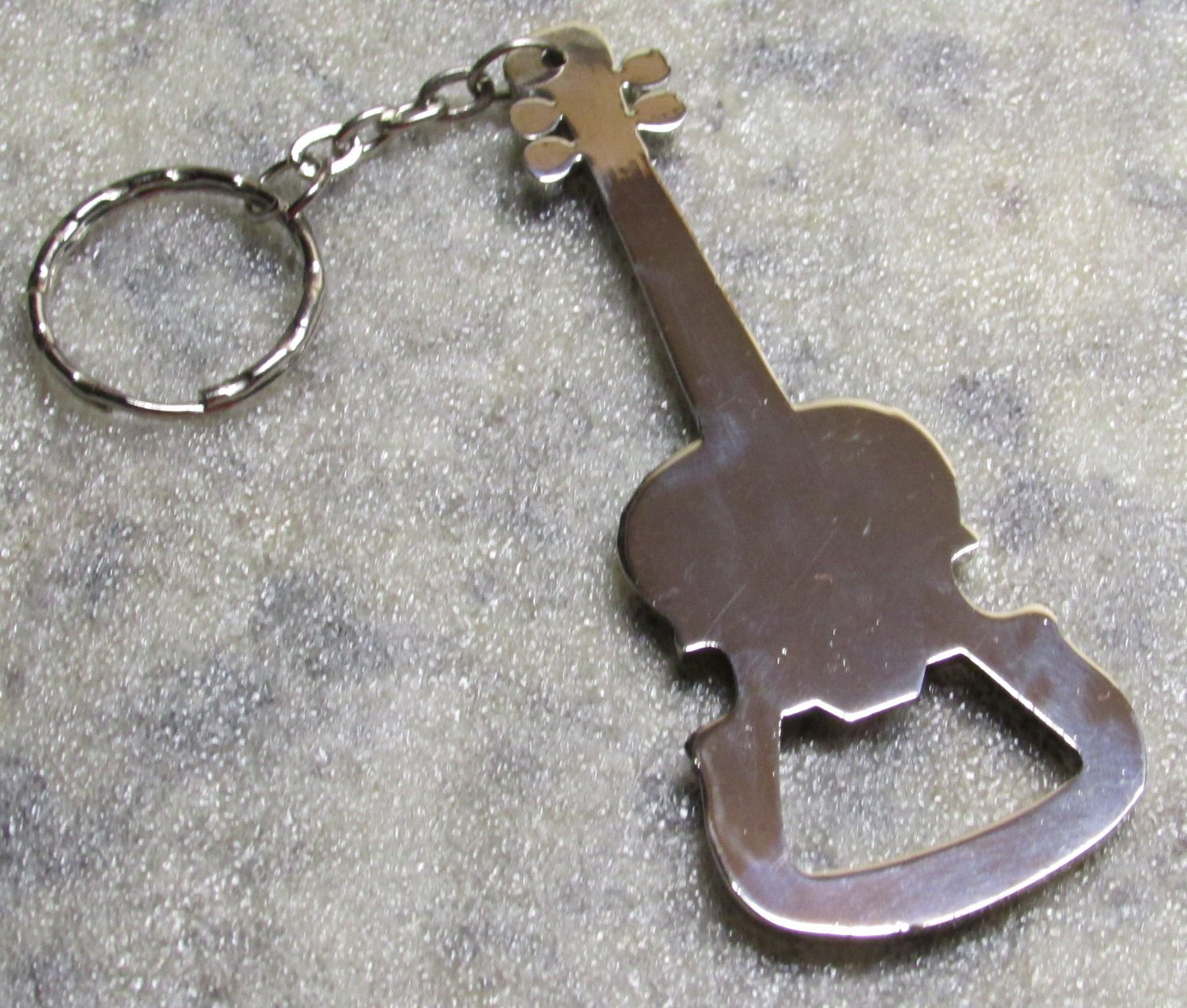 GUITAR Base VIOLIN Silver Metal KEY CHAIN Ring Keychain NEW