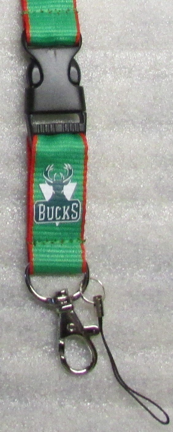 NBA Milwaukee Bucks Breakaway Disconnect LANYARD KEY CHAIN Ring ...