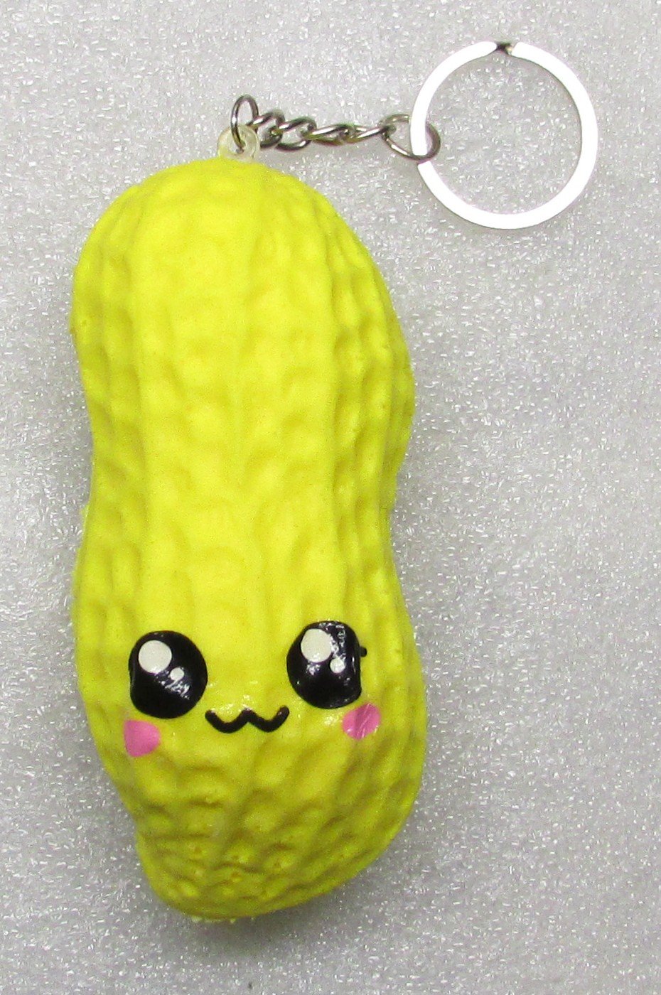 PEANUT Squishy Soft Foam Yellow Round Eyed KEY CHAIN Ring Keychain NEW