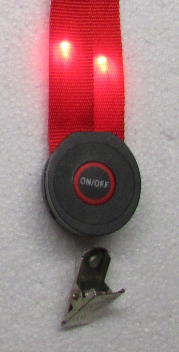 Blinking LED Light Up RED LANYARD KEY CHAIN Ring Keychain ID Holder NEW