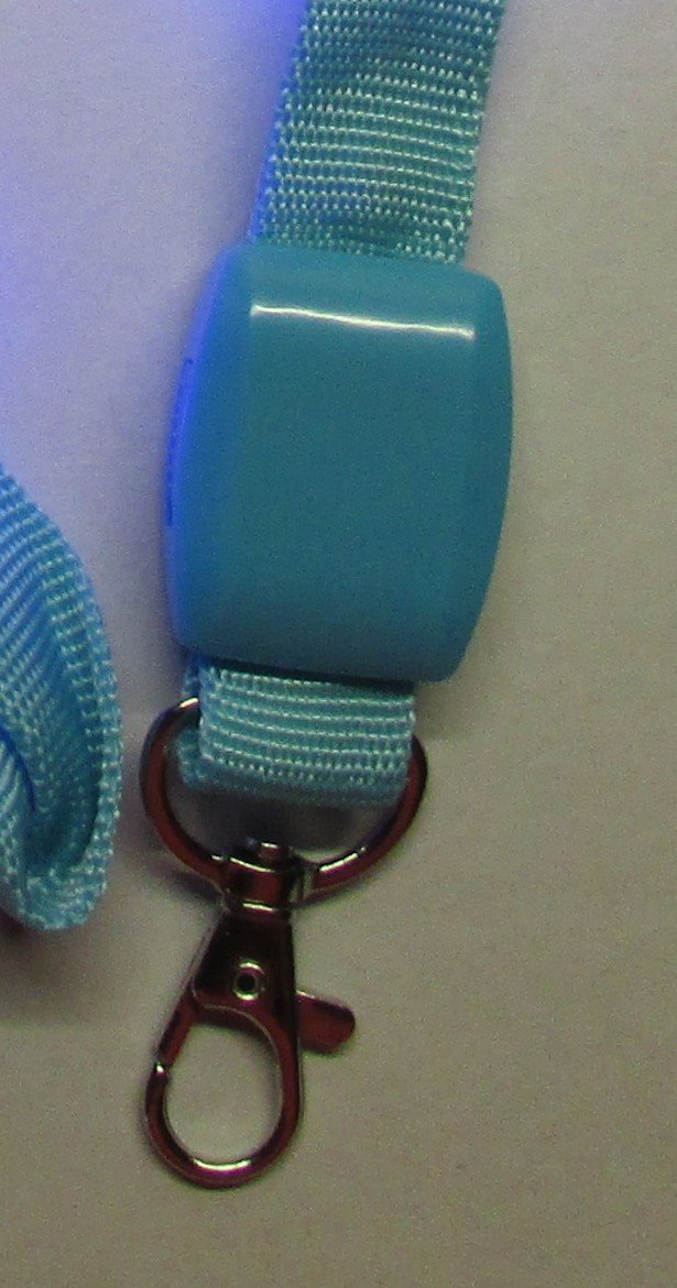 LED Blinking Light Up BLUE LANYARD KEY CHAIN Ring Keychain ID Holder NEW