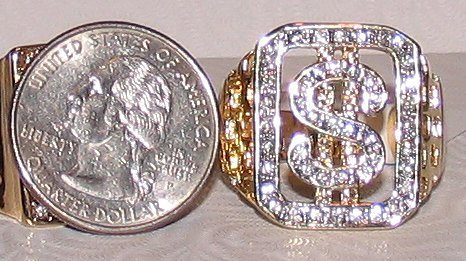 Hip Hop Ring Size 14 Iced Thug Hot Bling Dollar Sign Gambler Money New