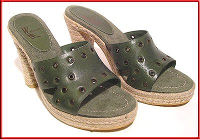 White Mountain Olive Green Mules Sandals Sz 10