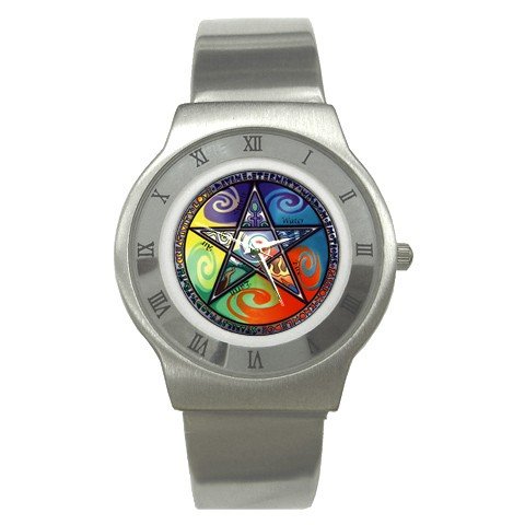 WICCAN PENTACLE Stainless Steel Wrist Watch Unisex 001